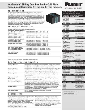 Panduit CUD1SDB1 Aisle Containment Specification Sheets | Manualzz