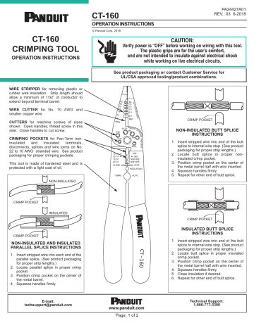 Panduit CT-160 Hand Crimping Tool Owner's Manual | Manualzz