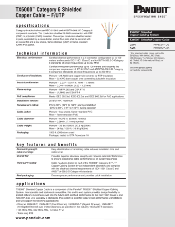 Panduit PFP6C04OR-UG Copper Cable Specification Sheets | Manualzz