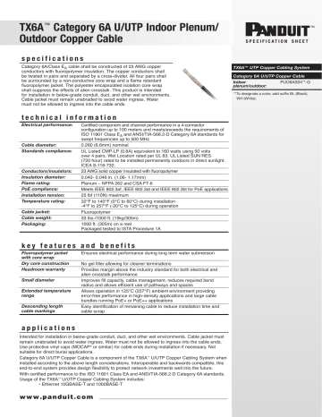 Panduit PUO6AS04WH-G Specification Sheets | Manualzz