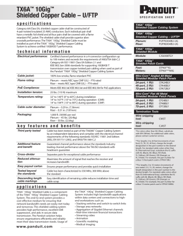 Panduit PUFP6X04BU-UG Copper Cable Specification Sheets | Manualzz