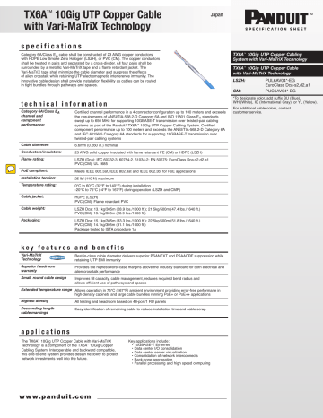 Panduit PUL6AV04BU-EG Copper Cable Specification Sheets | Manualzz