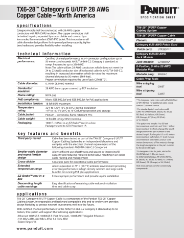 Panduit PUR6C2804BU-U Copper Cable Specification Sheets | Manualzz