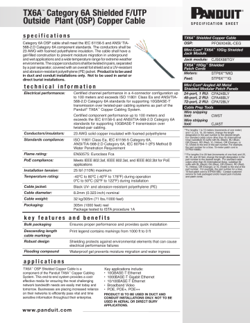 Panduit PFO6X04BL-CEG Copper Cable Specification Sheets | Manualzz