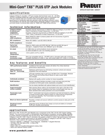 Panduit CPPKL6G24WBL Patch Panel Kit Specification Sheets | Manualzz