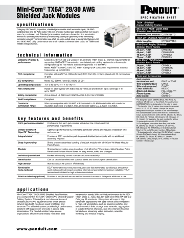 Panduit CPA48BLY Flush Mounted Specification Sheets | Manualzz