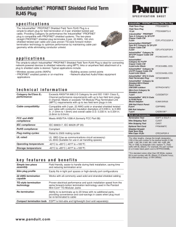 Panduit FPE6X88MTG Shielded Field Term Plug Specification Sheets | Manualzz