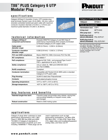 Panduit SP688-C Modular Plug Specification Sheets | Manualzz