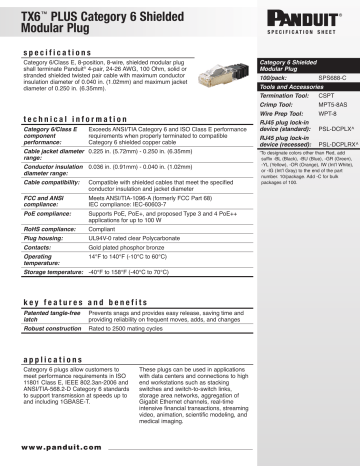 Panduit SPS688-C Modular Plug Specification Sheets | Manualzz