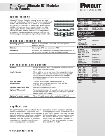 Panduit UICMPP48BLY Front Access Specification Sheets | Manualzz