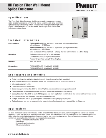 Panduit FWMHSSGS-6912 Fiber Enclosure Specification Sheets | Manualzz
