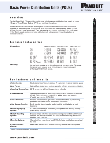 Panduit P16B08M Basic PDU Specification Sheets | Manualzz