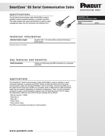 Panduit MA001 Communication Cable Specification Sheets | Manualzz