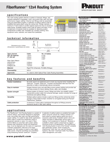 Panduit FRTR12X4LBL Trumpet Specification Sheets | Manualzz