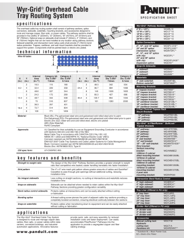 Panduit WGBTMWFBL Bottom Waterfall Specification Sheets | Manualzz