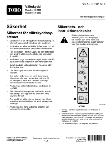 Toro ROPS Kit Riding Product Installationsguide | Manualzz