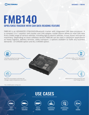 Teltonika FMB140 FMB130 GPRS/GNSS Tracker Datasheet | Manualzz