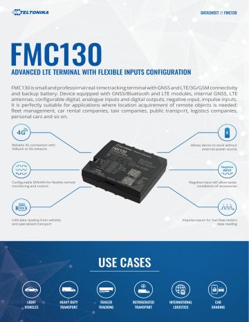 Teltonika FMC130 Fortschrittliches LTE-Terminal Datasheet | Manualzz