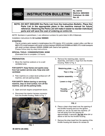 Tennant 6600,6650 Instruction Bulletin | Manualzz