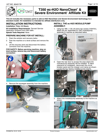 Tennant M-T350 Instruction Bulletin | Manualzz