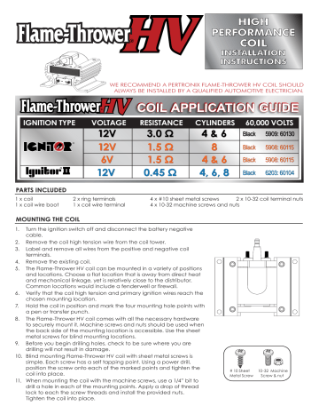 Pertronix Flame-Thrower HV Coil Installation Instructions | Manualzz