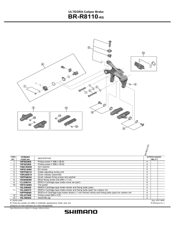 Shimano BR-R8110-RS Caliper Brake Exploded View | Manualzz