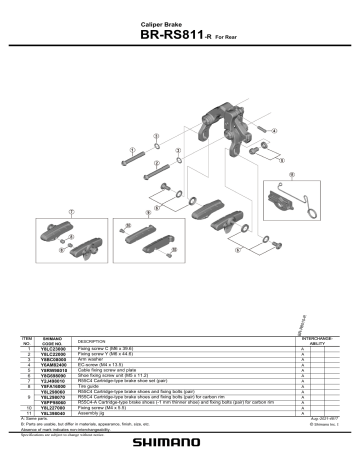 Shimano BR-RS811-R Caliper Brake Exploded View | Manualzz