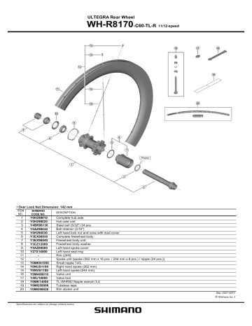 Shimano WH-R8170-C60-TL Wheel Exploded View | Manualzz