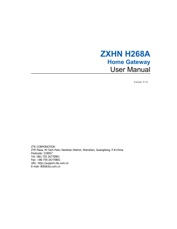 Zte ZXHN H268A User Manual | Manualzz