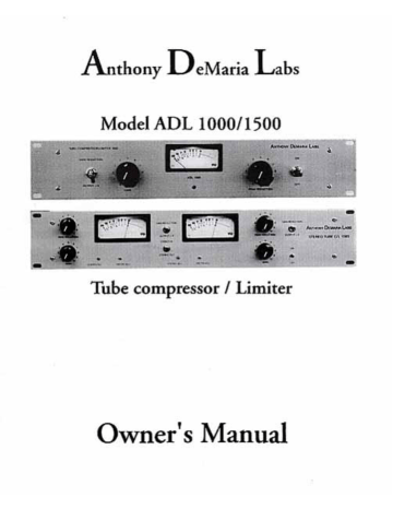 ADL 1000, 1500 Owner's Manual | Manualzz