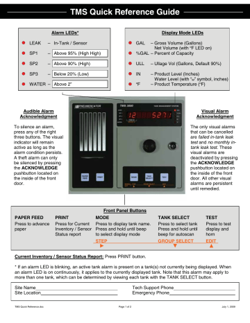 Pneumercator TMS 3000 Quick Reference Manual | Manualzz