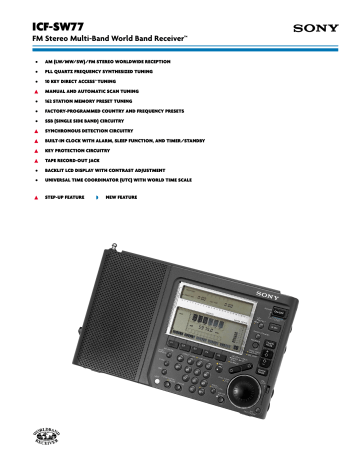 Sony ICF-SW77 Specifications | Manualzz
