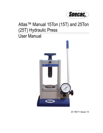 Specac Atlas 15T, Atlas 25T User Manual | Manualzz