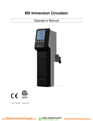 PolyScience MX-CA11B Operator's Manual | Manualzz