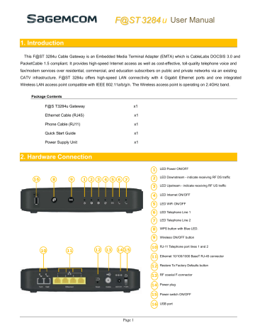 SAGEMCOM F@ST 3284u User Manual | Manualzz
