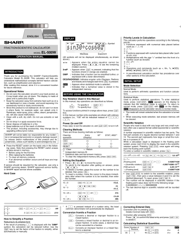 Sharp EL-500W Operation Manual | Manualzz