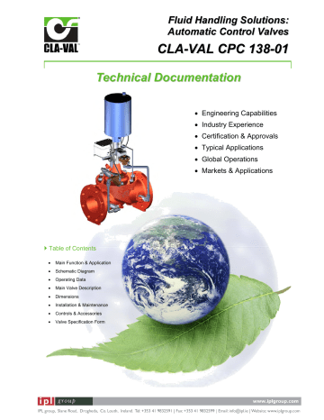 CLA-VAL CPC 138-01 Technical Documentation Manual | Manualzz