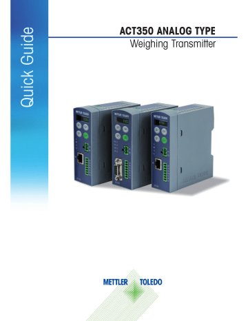 Mettler Toledo ACT350 POWERCELL Quick Manual | Manualzz