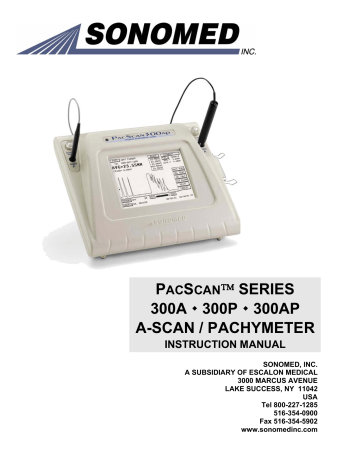 Sonomed 300A, 300AP, 300P, PACSCAN Series Instruction Manual | Manualzz