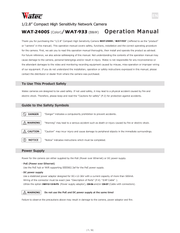 Watec WAT-2400S Operation Manual | Manualzz