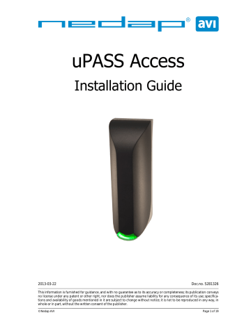 Nedap uPASS Access Installation Manual | Manualzz