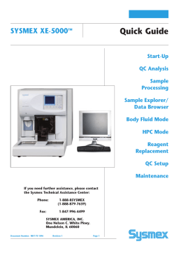 SYSMEX XE-5000 - quick guide, instruction manual