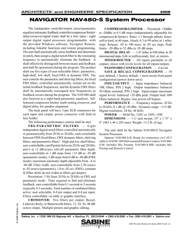 SABINE NAVIGATOR NAV480-S Dimensions | Manualzz
