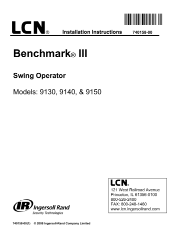 LCN Benchmark III 9140 Installation Instructions Manual | Manualzz