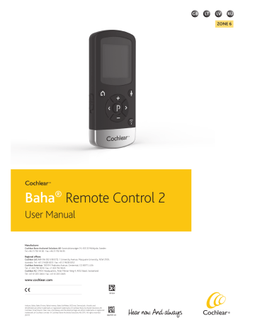 Cochlear Baha remote control 2 User Manual | Manualzz