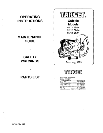 Target Quickie 52/14 Operating Instructions Manual | Manualzz