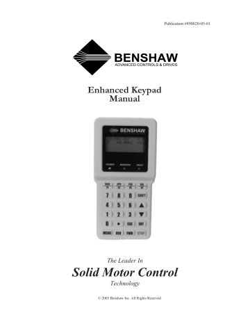 BENSHAW ENHANCED KEYPAD Manual | Manualzz