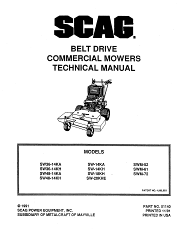 Scag Power Equipment SWG Technical Manual | Manualzz