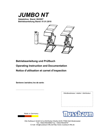 Nussbaum Jumbo NT Operating | Manualzz