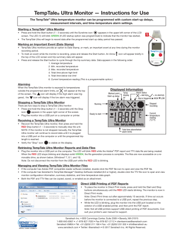 TempTale Ultra Manual: Temperature Monitoring & Data Analysis | Manualzz